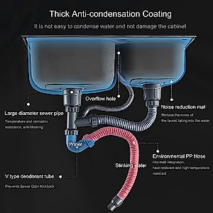 Outdoor Sink Station,Stainless Steel Utility Kitchen Sink,Garden Sink,Commercial Restaurant Sink,Farmhouse Sink,Portable Freestanding Double Bowls Sink,for Backyard,Garage,Laundry Room (Color : Hot+C