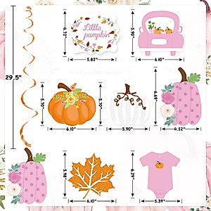 Little Pumpkin Party Hanging Decorations, Pink Girl Little Pumpkin Baby Shower Decoration, Pumpkin Truck Maple Leaf Hanging Swirl Fall Party Decor for Girl Fall Baby Shower Gender Reveal Party