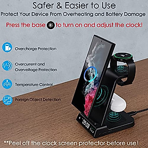 Wireless Charger for Samsung Charging Station, 3 in 1 Android Phone Trio Multiple Devices Charger for Samsung S23 Ultra/Galaxy S22 Ultra/S21/Z Flip/Fold 4/Buds, Charger for Galaxy Watch 5 Pro/4/3