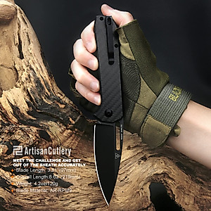 ARTISANCUTLERY Folding Knife ARION (1843P) AR-RPM9 Powder Steel Black PVD Coating Blade Carbon Fiber Handle Pocket Knife EDC Knife Christian Ortiz Designer Knives