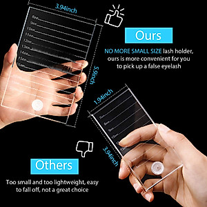 Maitys Eyelash Crystal Pallet Eyelash Extension Pallet Bigger Size Glass False Lash Tray Strip Adhesive Glue Holder(5.9 x 3.94 x 0.31 Inch,Clear)