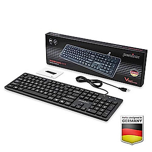 Perixx PERIBOARD-117 Wired USB Keyboard with Standard US Layout and Chiclet Big Print Keys, Black