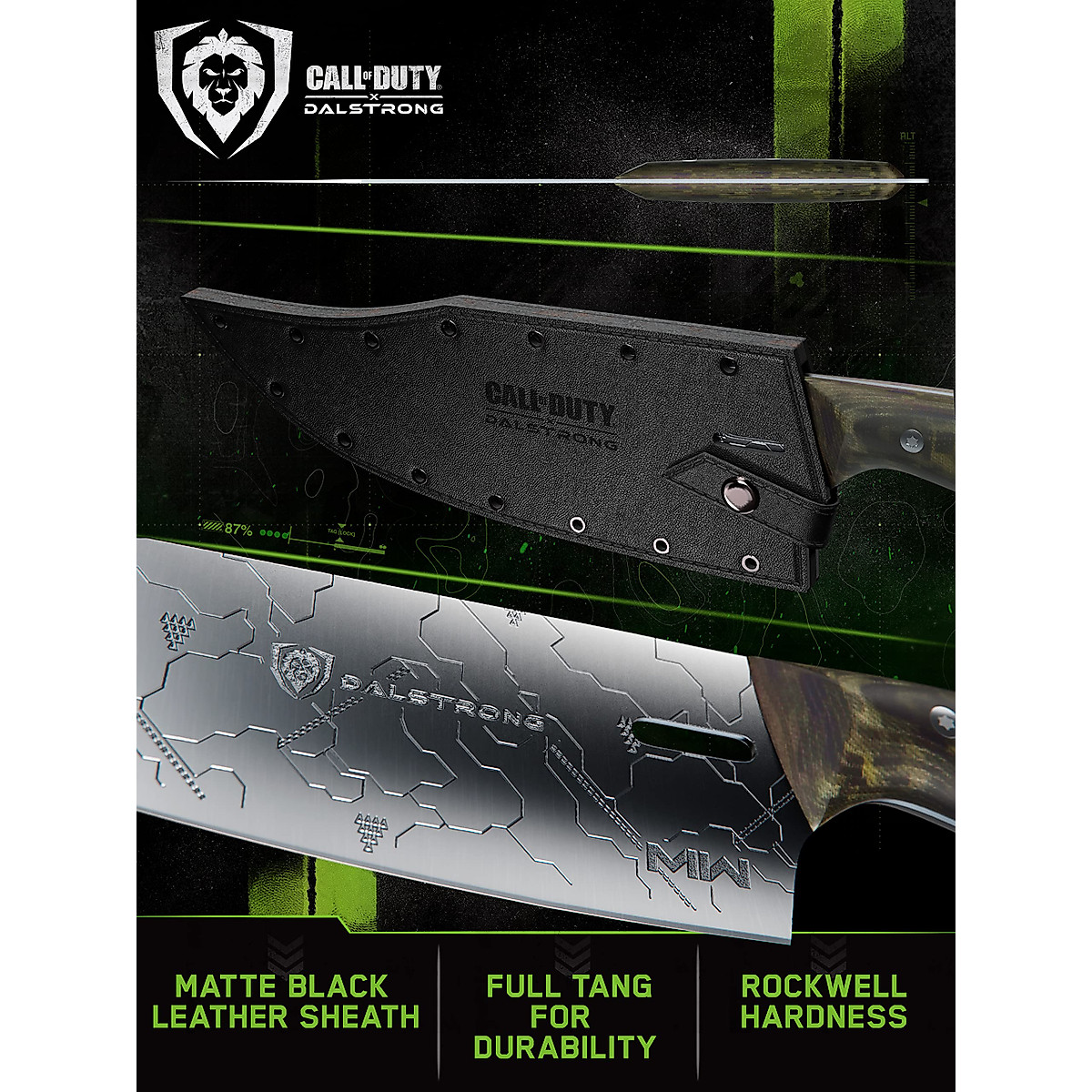 Dalstrong Chef Knife - 8 inch - Call of Duty Edition - Exclusive Collector Set - High-Carbon 9CR18MOV Steel - G10 Digital Camo Handle - Ultra-Thin Zero Friction Blade - Chef's Knife - Leather Sheath