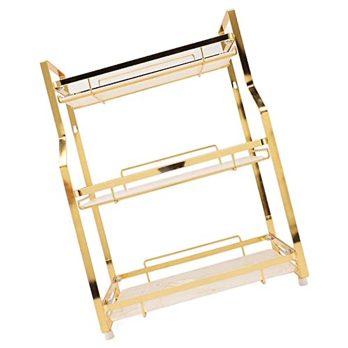 Bathroom Standing Rack, Easy to Bathroom Storage Shelf Stable White and Gold Wall Mounted for Bedroom(3 Tier)