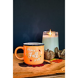 Pearhead Happy Fall Y'all Mug, Autumn Coffee Mug, Home Dećor Accessories, Orange, 15oz, Fall Kitchen Decorations, Holiday Tea or Coffee Mug