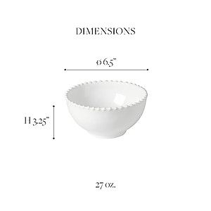 Costa Nova Ceramic Stoneware 27 oz. Soup & Cereal Bowl - Pearl Collection, White | Microwave & Dishwasher Safe Dinnerware | Food Safe Glazing | Restaurant Quality Tableware