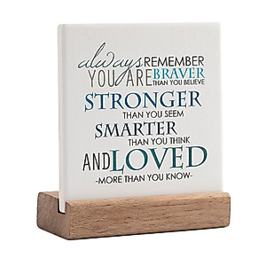 Lukiejac Inspirational Quotes Desk Decor Gifts For Women Best Friend Encouragement Cheer Up Gifts Office Inspiration Positive Plaque With Wooden Stand For Cowoker Motivational Sign For Birthday (Blue)