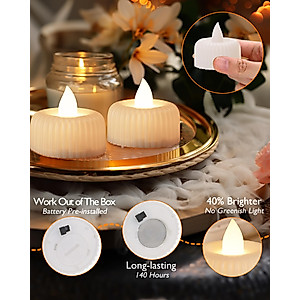 Raycare 24Pack Flameless LED Tea Lights Battery Operated, Last 3X Longer Fake Electric Tealights Candles Flickering Votive Candles for Halloween, Christmas, Wedding Decor, Centerpiece Table Decor