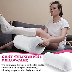 Newwiee 2 Pcs Neck Roll Pillow Cover 17x7 Inch Round Cervical Pillow Covers with Zipper Cylinder Neck Roll Pillowcase Soft Bolster Pillowcases for House Home Decor Cylindrical Cushion(White)