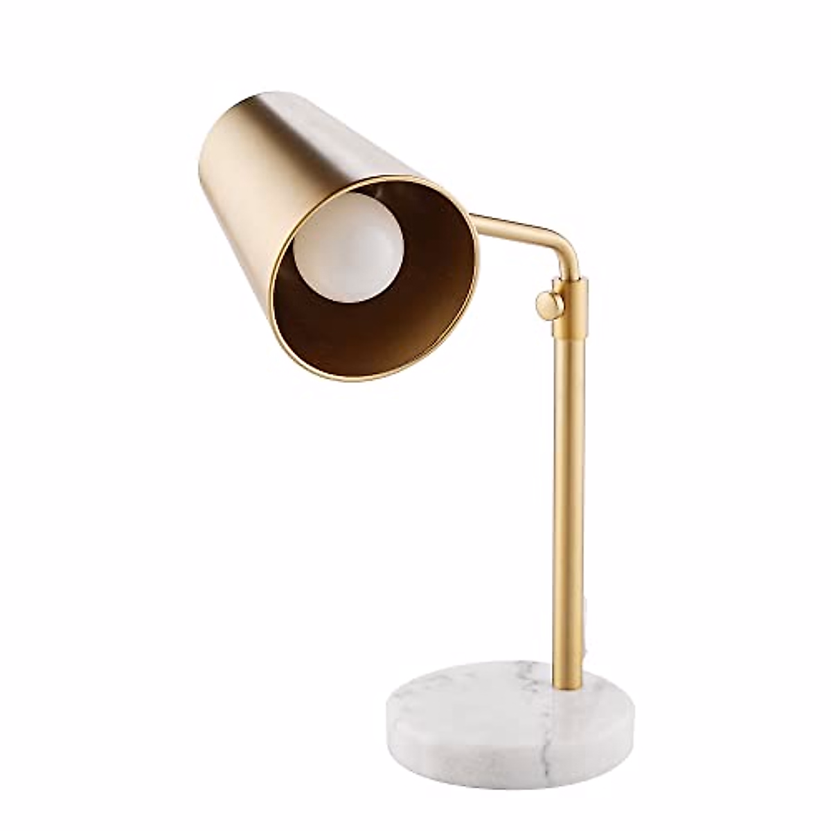 VONLUCE Gold Desk Lamp with LED Bulb Adjustable, Antique Brass Metal Table Lamp Marble Base, Mid Century Modern Reading Lamp Office, 20" Industrial Task Lamp Work Lamp for Reading Bedroom