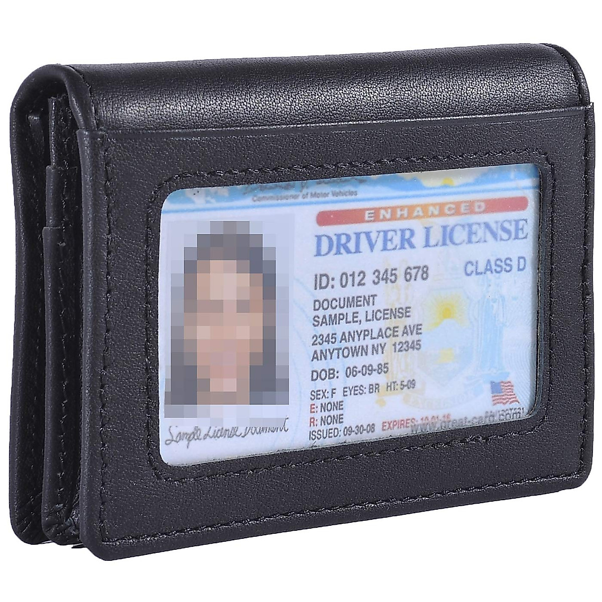 RFID Genuine Leather Bifold ID/Business Credit Card Case Holder for Men Slim Front Pocket Wallet Button(Black)