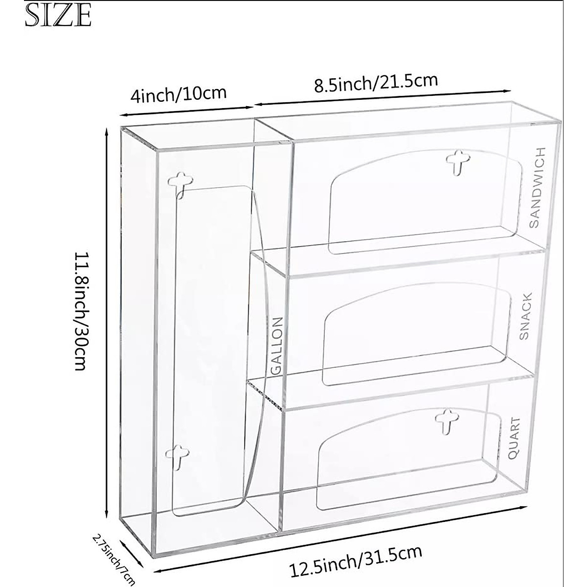 Plutreas Ziplock Bag Storage Organizer, Compatible with Quart Sandwich Snack&Gallon Variety Size Bags (Style A)