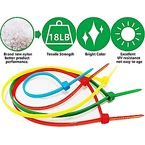 400Pcs Colored Zip Ties 4 Inch Cable Ties, 4/6/8 Inch Optional, Red Yellow Green Blue Small Zip Ties Set - 4 Inch