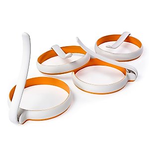 STIRLEX 4-inch Silicone Fried Egg Rings Set, 4-pack, Round Mold for Pancakes, Breakfast Sandwich, Nonstick
