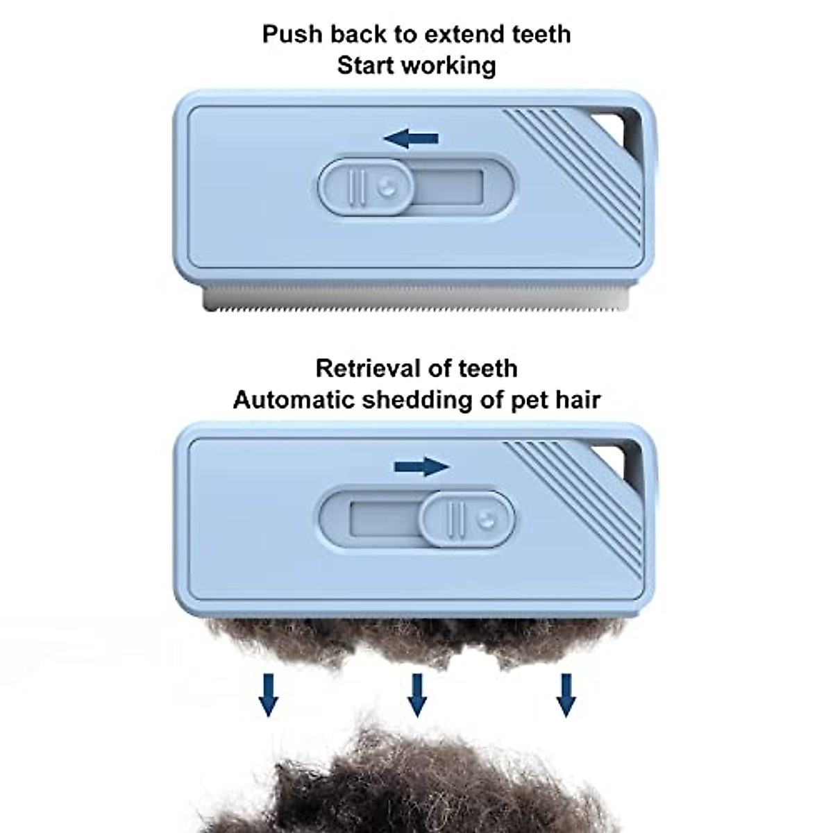 Self Cleaning Slicker Brush for Dogs and Cats, Portable Pet Grooming Dematting Brush, Shedding Undercoat and Grooming Dog & Cat Brush for Grooming Long & Short Hair, Loose Fur, Tangled Hair(Sierra Blue)