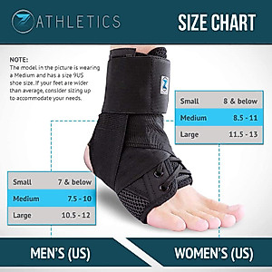Z ATHLETICS Zenith Ankle Brace, Lace Up Adjustable Support – for Running, Basketball, Injury Recovery, Sprain! Ankle Support Wrap for Men, Women, and Children (Black, Medium)