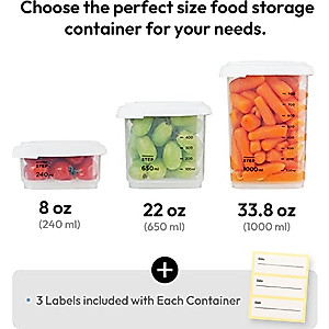 carrotez Stackable Food Storage Containers with Airtight lids, Meal Prep Containers, Portion Control Containers with labels, 16oz, Reusable, Pack of 2