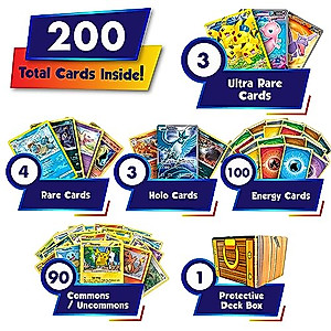 Golden Groundhog TCG Deck Box Including 200 Assorted Cards (3 Random Ultra Rares, 4 Rare Cards, 3 Holographics, 90 Common/Uncommons, and 100 Energy Cards)