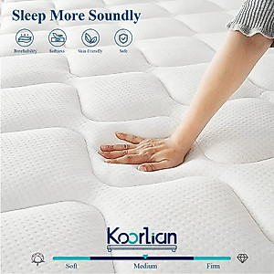 koorlian Queen Mattress 12 Inch, Hybrid Queen Bed Mattress with Individual Pocket Springs and Pressure-Relieving Memory Foam, Breathable, Medium Firm Mattress in a Box Queen Size 80"x60"x12"