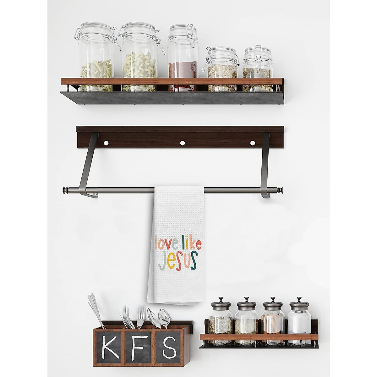 TUNW Christian Bible Verse Jesus Loves You Colorful Word Soft and Absorbent Kitchen Towels Dishcloth,Christian Hand Towels Dish Towels 16″×24″,Gifts for Christian Women Faith Teen Girls Mom