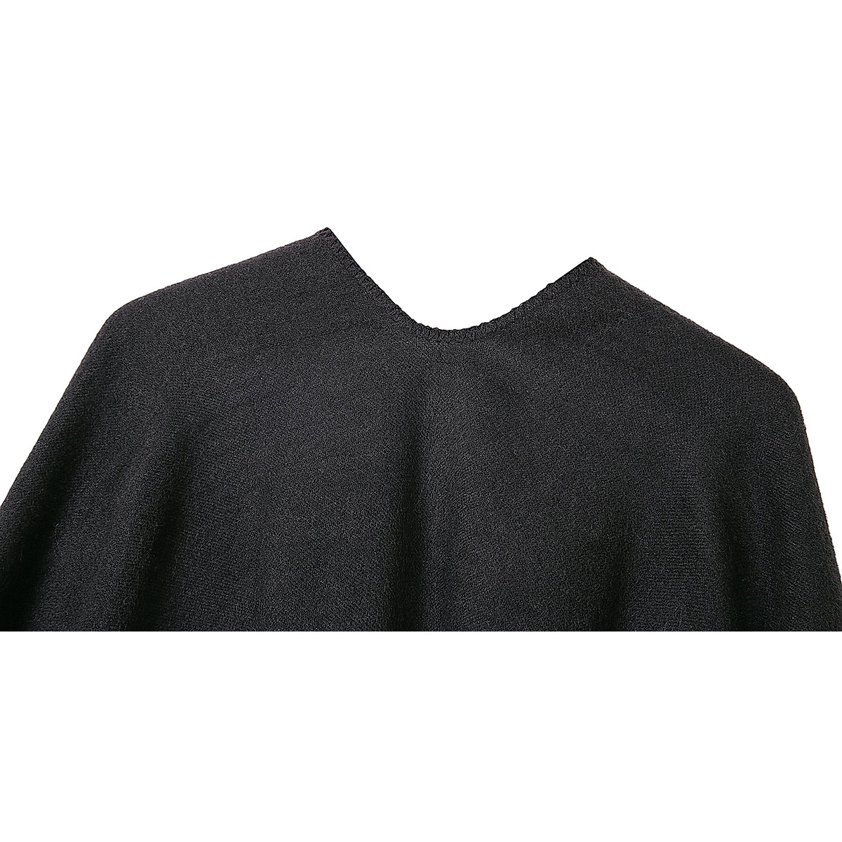 Urban CoCo Women's Color Block Shawl Wrap Open Front Poncho Cape (Series 7-Black)