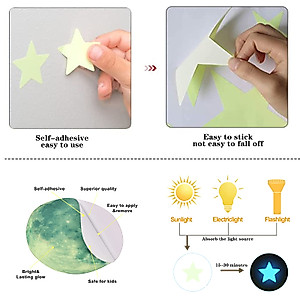 Blue Glow in The Dark Solar System Wall Decals,158 pcs Ceiling Light Stars and Moon Decoration, Planet Decor for Kids Boys Bedroom, Starry Sky Stickers for Nursery