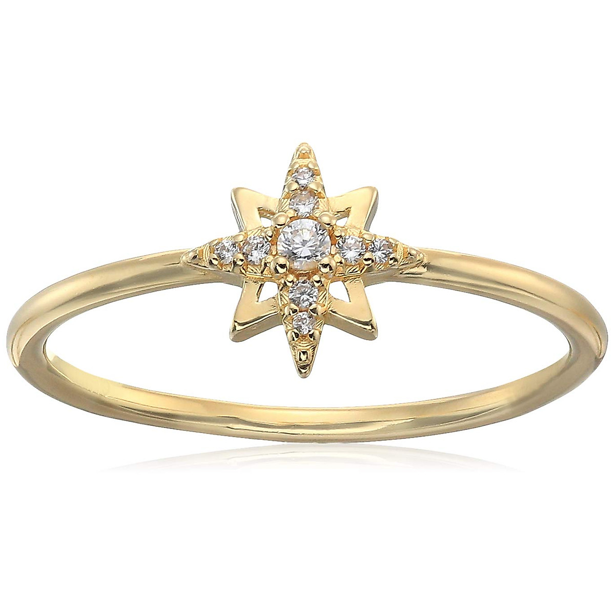 Amazon Essentials 18K Yellow Gold Over Sterling Silver Cubic Zirconia North Star Ring, Size 7 (previously Amazon Collection)