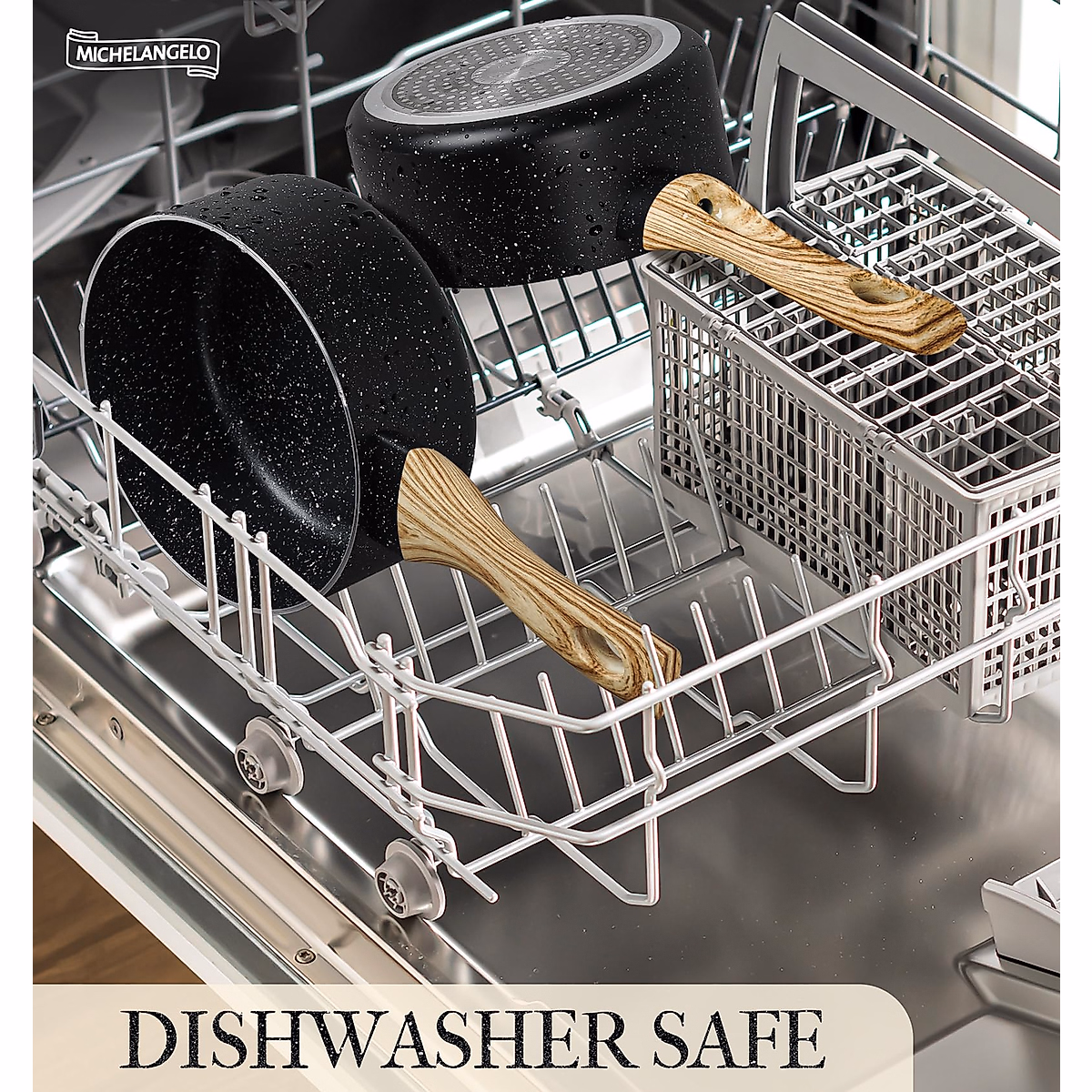 MICHELANGELO 3 Quart Saucepan with Lid, Nonstick Sauce Pan with Lid, Small Pot with Lid, Granite Coating Sauce Pan 3 Quart, Small Sauce Pot, Nonstick Stone Pot with Ergonomic Bakelite Handle