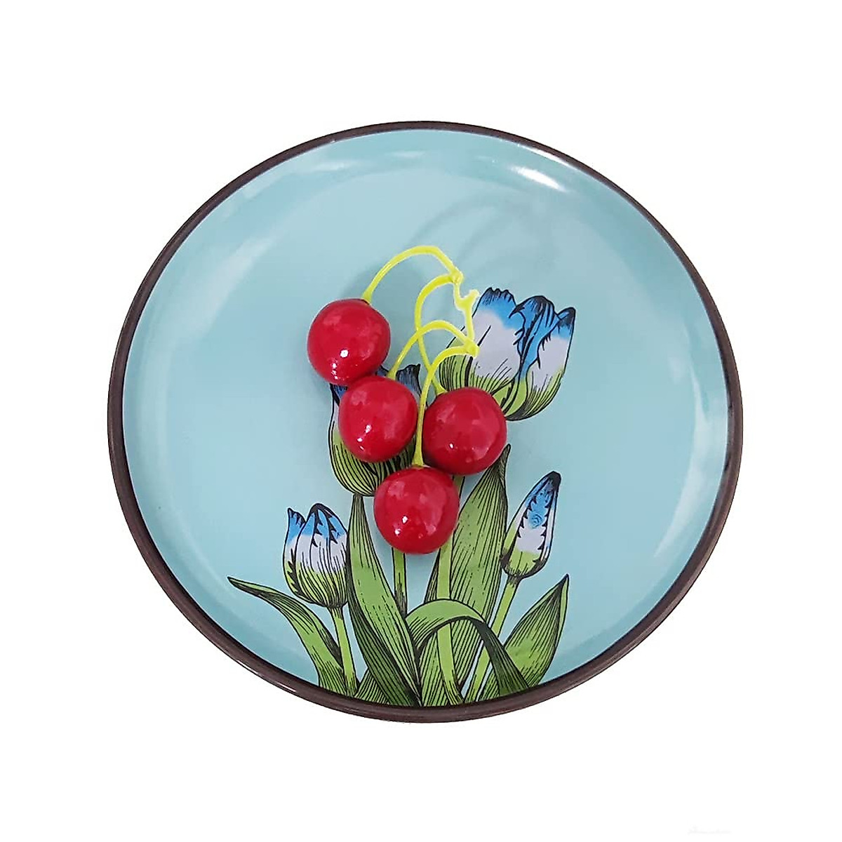 Bicuzat 6-Inch Porcelain Snack Plate, Banquet Dessert Plate, Beautiful Flower Pattern, Set of 4