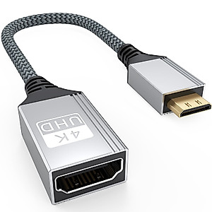 CLAVOOP Mini HDMI to HDMI Adapter, 4K HDMI Female to Mini HDMI Male Cable Adapter Compatible for DSLR Camera, Camcorder, Raspberry Pi Zero/W, Graphics Card, Laptop, HDTV, Projector - Grey