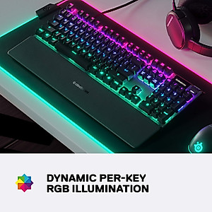 SteelSeries Apex 5 Hybrid Mechanical Gaming Keyboard – Per-Key RGB Illumination – Aircraft Grade Alu with Rival 3 Gaming Mouse