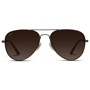 WearMe Pro - Polarized Pilot Style Classic Aviator Sunglasses (Brown Frame/Gradient Brown Lens)