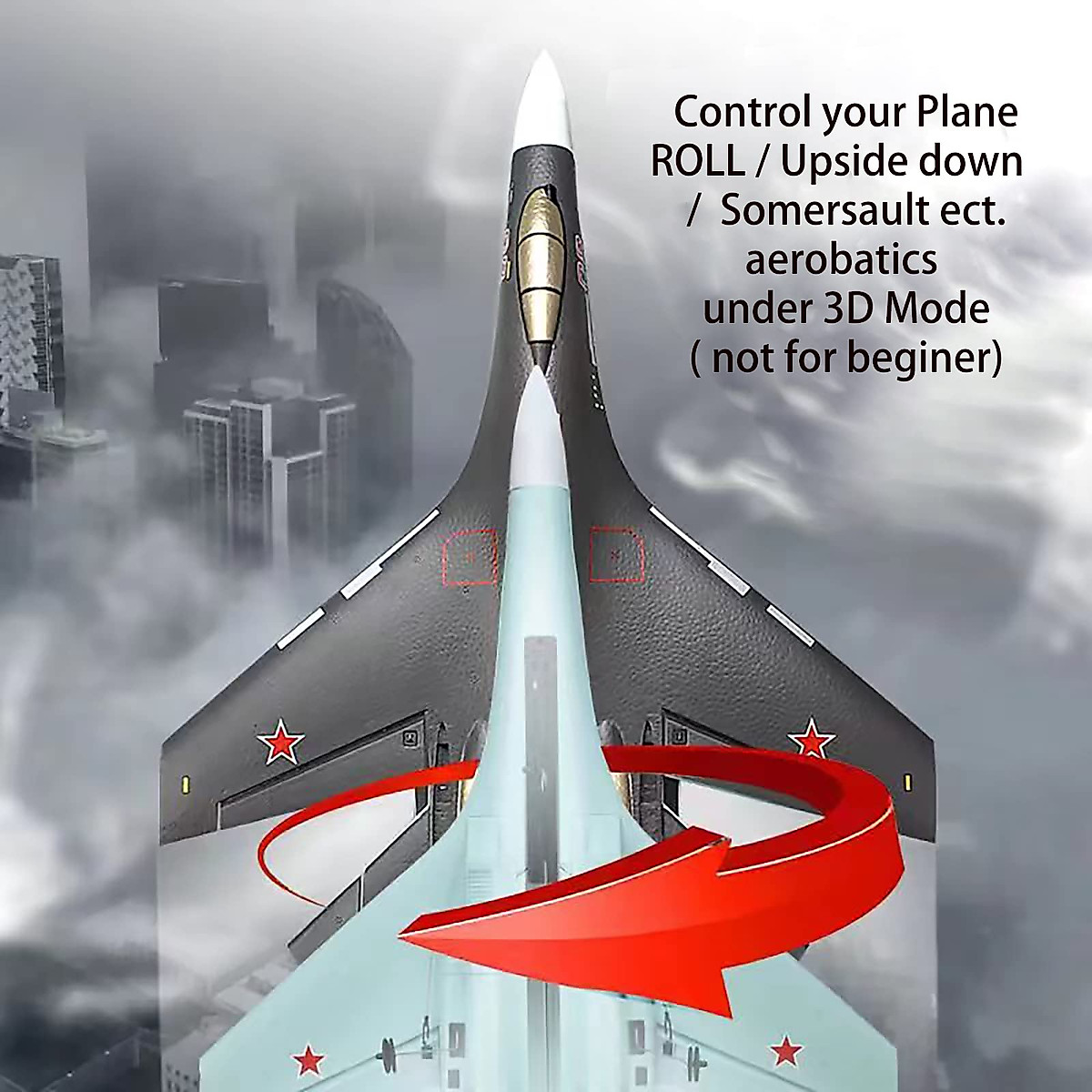 PLRB TOYS RC Plane Remote Control Airplane RTF 4CH Brushless Tail Motor 3D / 6D Stunt Function SU35 Jet Aircraft with Hobby Model 2 Left Hand Throttle