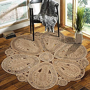 LR Resources Jute LR12029-NAT40RD Natural Round X 4 ft Indoor Area Rug, 4' x 4'