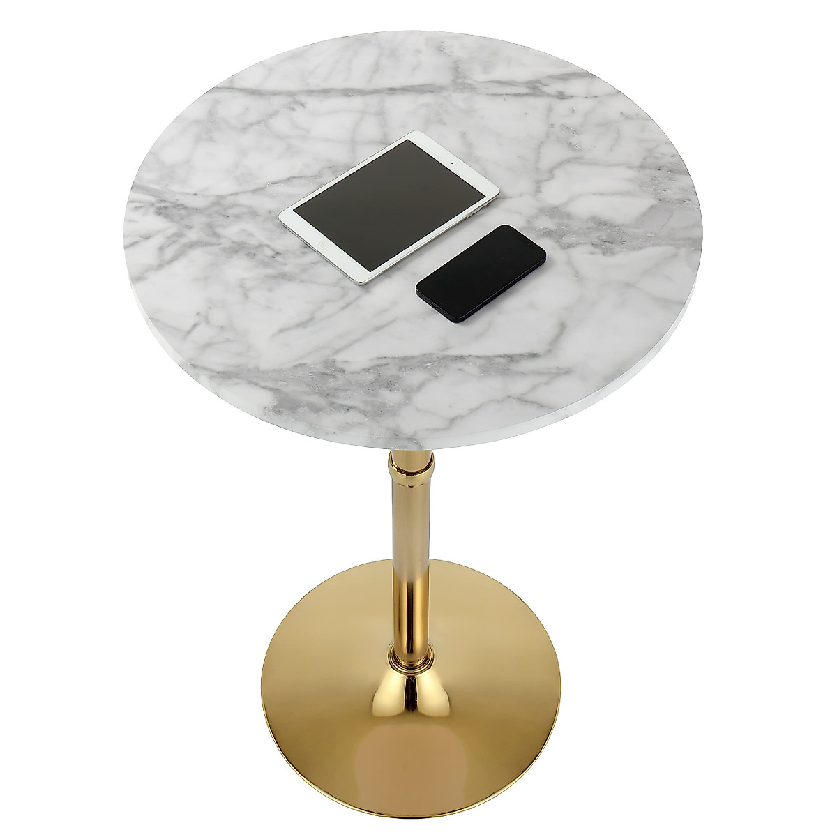 Finnhomy 24'' Round Cocktail Bar Table with Metal Base, Tall Bistro Pub Table, Counter Bar Height Table for Kitchen, Dining Room, Living Room, Easy Assembly, Gold