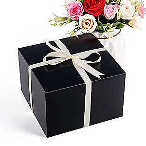 GEFTOL Gift Box 50 Pack 6 x 6 x 4 inches Fold Box Paper Gift Box Bridesmaids Proposal Box for Bridal Birthday Party Christmas（Black）