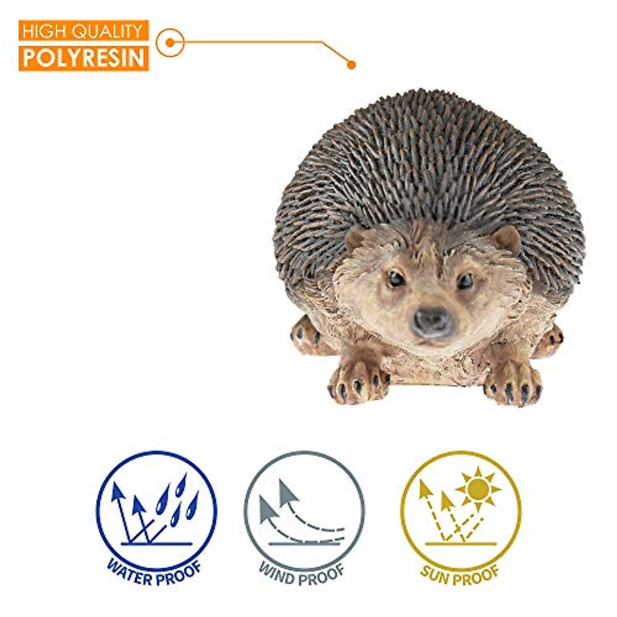 CLEVER GARDEN Hedgehog Garden Statue Outdoor Décor, Resin Figurine Decoration for Lawn, Yard, Patio, Porch, and More