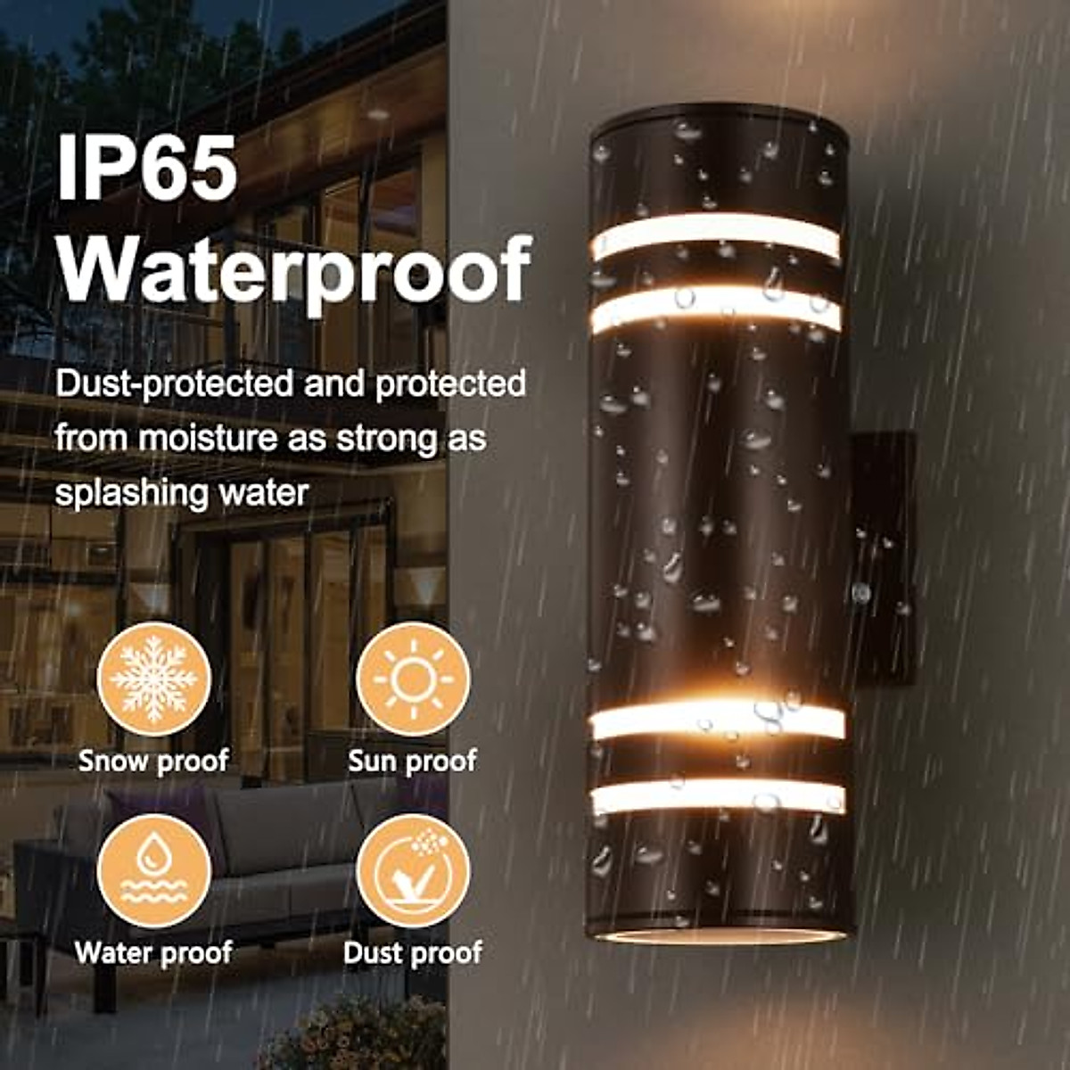 Housen Solutions Outdoor Light Fixture, IP65 Waterproof Exterior Lighting Fixtures, Oil Rubbed Bronze Aluminum Wall Mount Porch Lights, Outdoor Lights for House Garge