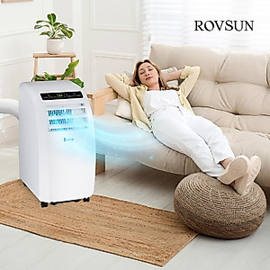 ROVSUN WiFi Enabled 12000 BTU 3-in-1 Portable Air Conditioner, Cooler, Dehumidifier, Fan, Powerful Room Mobile AC Unit with Remote/APP Control, Rolling Wheels & Easy Installation Kit