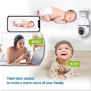 2PCS light bulb security camera, E27 360 Degree 2.4GHZ WIFI 1080P Indoor/Outdoor HD PTZ Camera, Support Super AI Intelligent &Motion Detection Tracking,Two-way Audio Talking, Support Cloud Storage