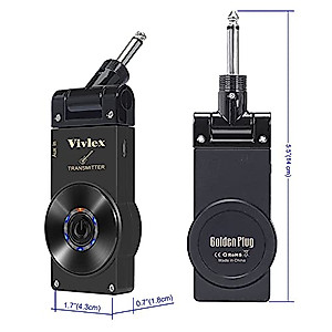 Vivlex Wireless Guitar System Guitar Transmitter Receiver Set 2.4GHz 6 Channels Wireless Audio System for Electric Guitar Bass Violin Keyboard, Built in Rechargeable Battery, 8 Hours Working Time