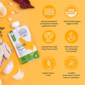 Serenity Kids 6+ Months Baby Food Pouches Puree Made With Ethically Sourced Meats & Organic Veggies | 3.5 Ounce BPA-Free Pouch | Meats + Herbs Variety Pack | 6 Count