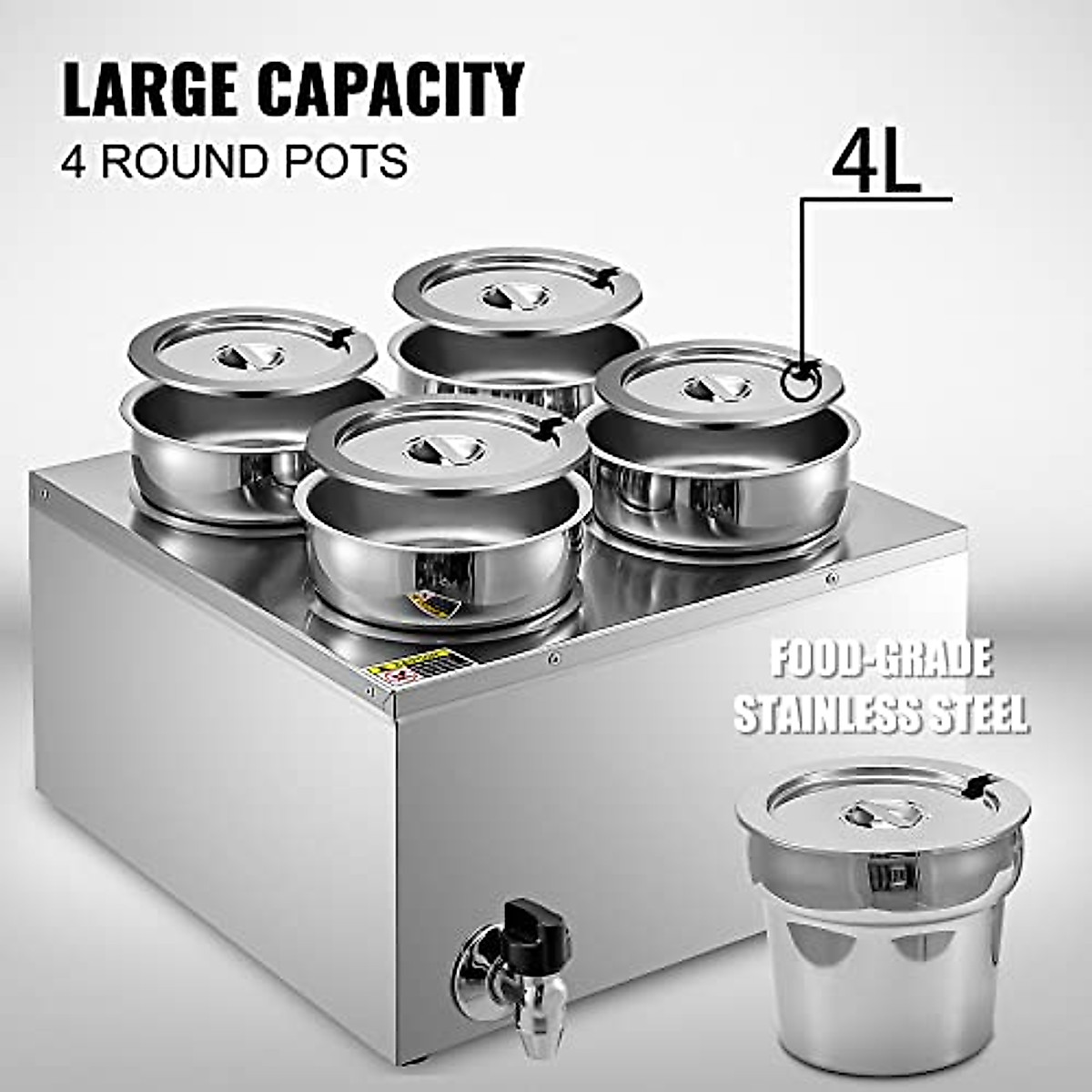 Commercial Soup Warmer 29.6 Qt Capacity, Electric Food Warmer Stainless Steel with Tap