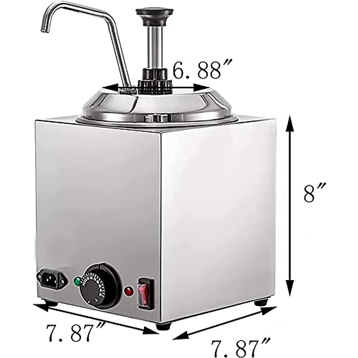 ANSNAL Cheese Dispenser with Heated Pump,2.5L Commercial Hot Fudge Warmer,800W Stainless Steel Sauce Warmer Pump Dispenser,for Hot Fudge Cheese Caramel,Temperature Control 30℃-110℃