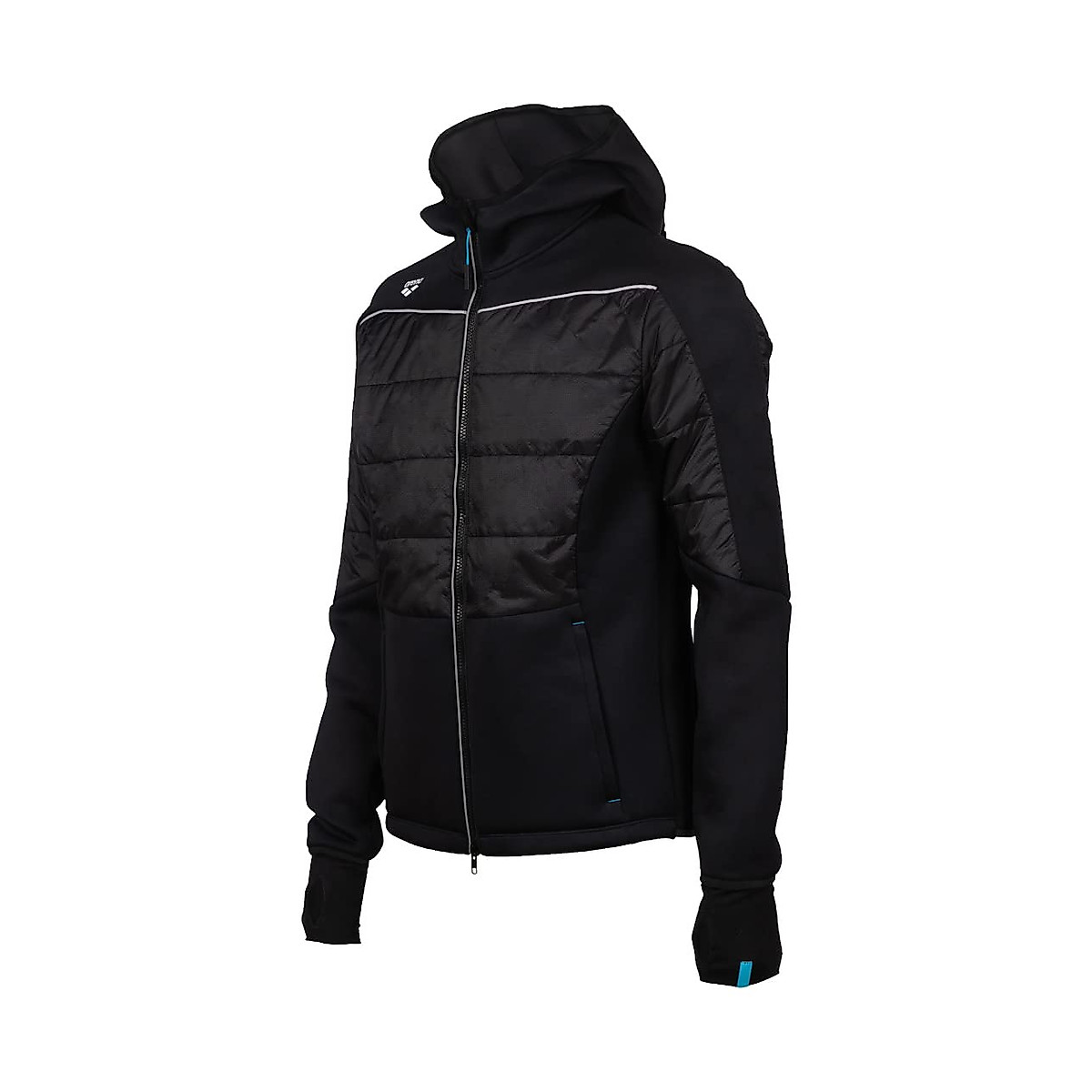 Arena Unisex Team Hooded F/Z Half-quilted Jacket, Black, X-Small