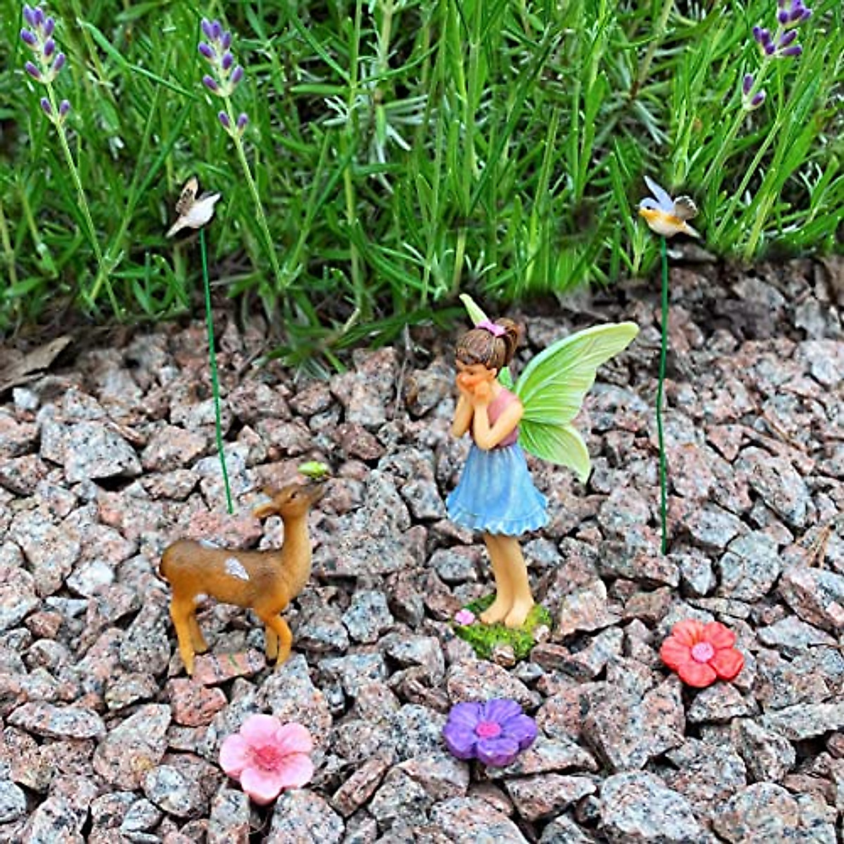 Mood Lab Fairy Garden - Miniature Accessories and Figurines Kit - Deer Set of 7 pcs - for Outdoor or House Decor