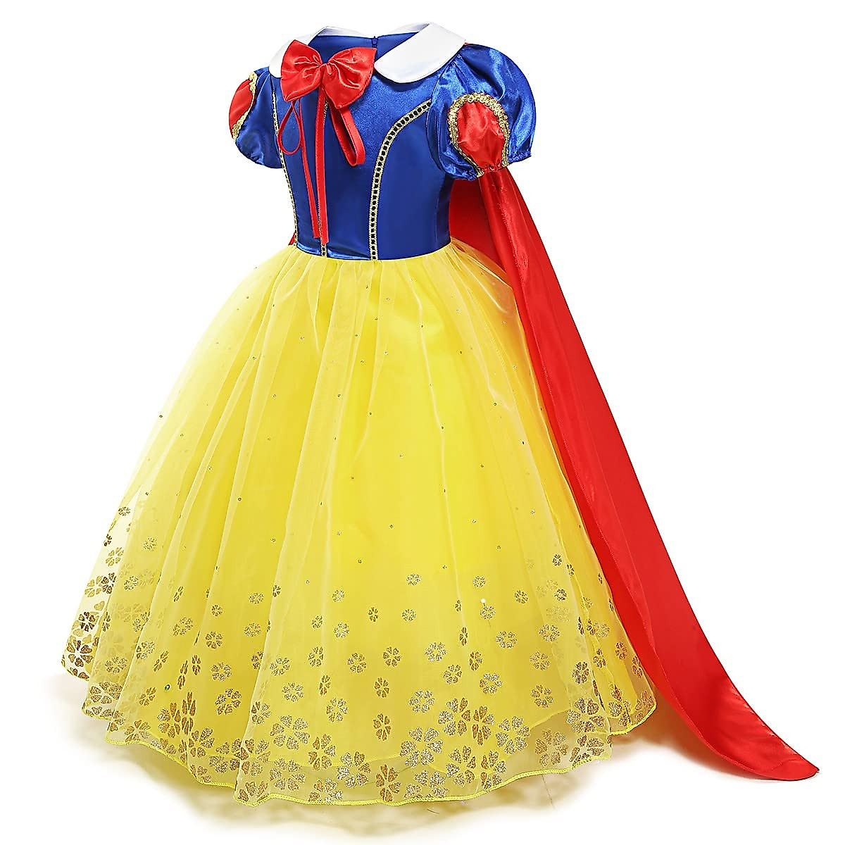 HIHCBF Girls Princess Snow White Costume Birthday Christmas Halloween Carnival Fancy Dress Up w/Cloak Accessories 4-5T