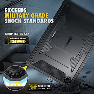 Fintie Shockproof Case for Samsung Galaxy Tab A8 10.5 Inch 2022 Model (SM-X200/X205/X207), Tuatara Rugged Unibody Hybrid Full Protective Bumper Kickstand Cover w/Built-in Screen Protector, Black
