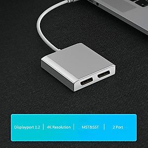 WJESOG Displayport to Dual Displayport MST DP to 2 DP Splitter Multi Stream Transport Hub, for Windows7/8/10