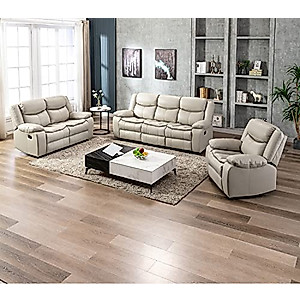 Familymill Breathable Leather Manual Reclining Loveseat for Living Room